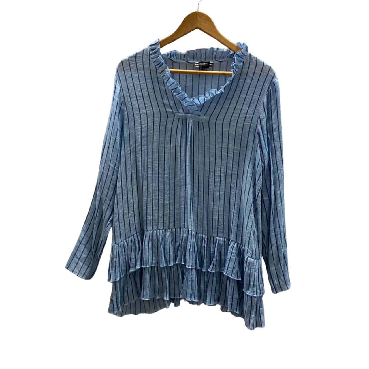 Clarity Size M Blue / Navy Pinstripes Frill Details