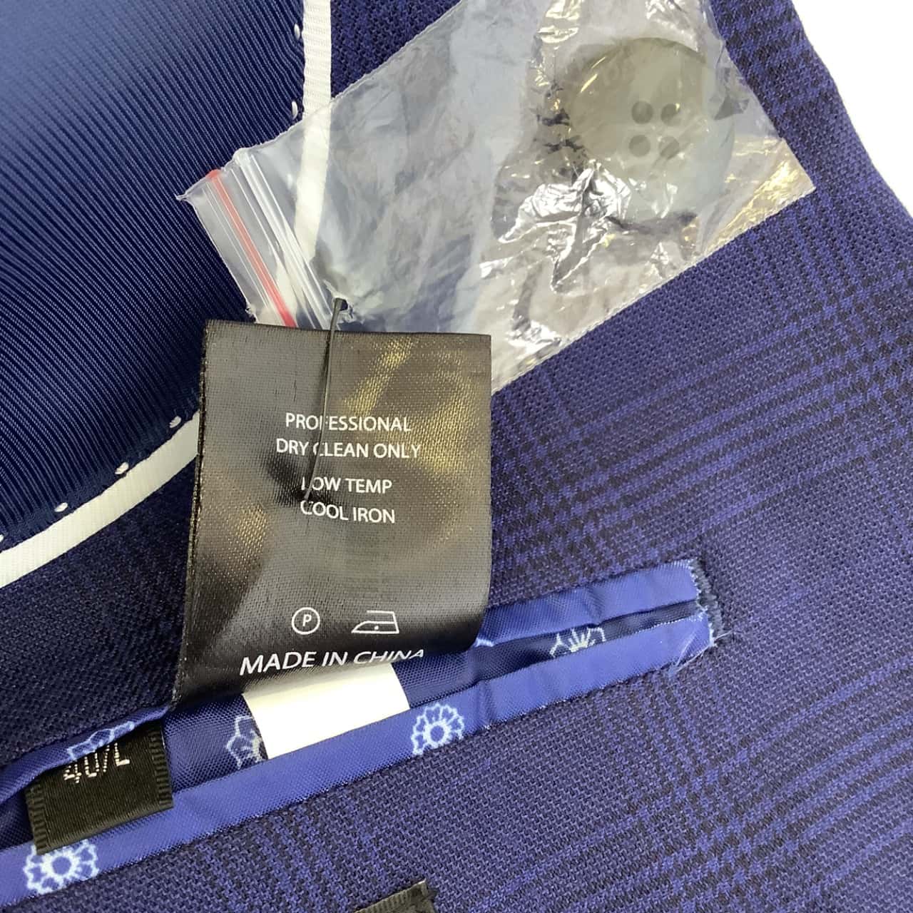 Politix Mens Size 40 Checked Suit Jacket Navy(s)