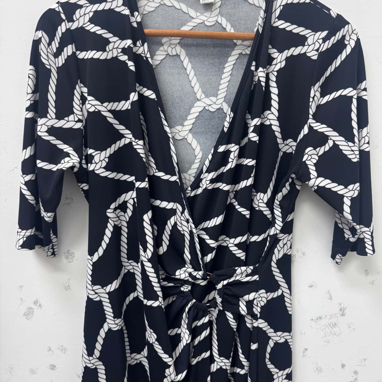 Perri Cutten Womens Size M Midi Dress Navy Blue / White