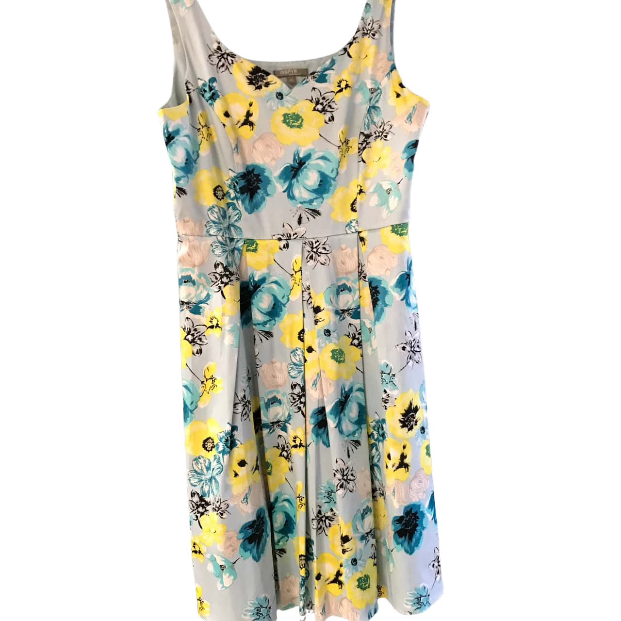 Signature Womens Sleeveless Dress Blue Floral