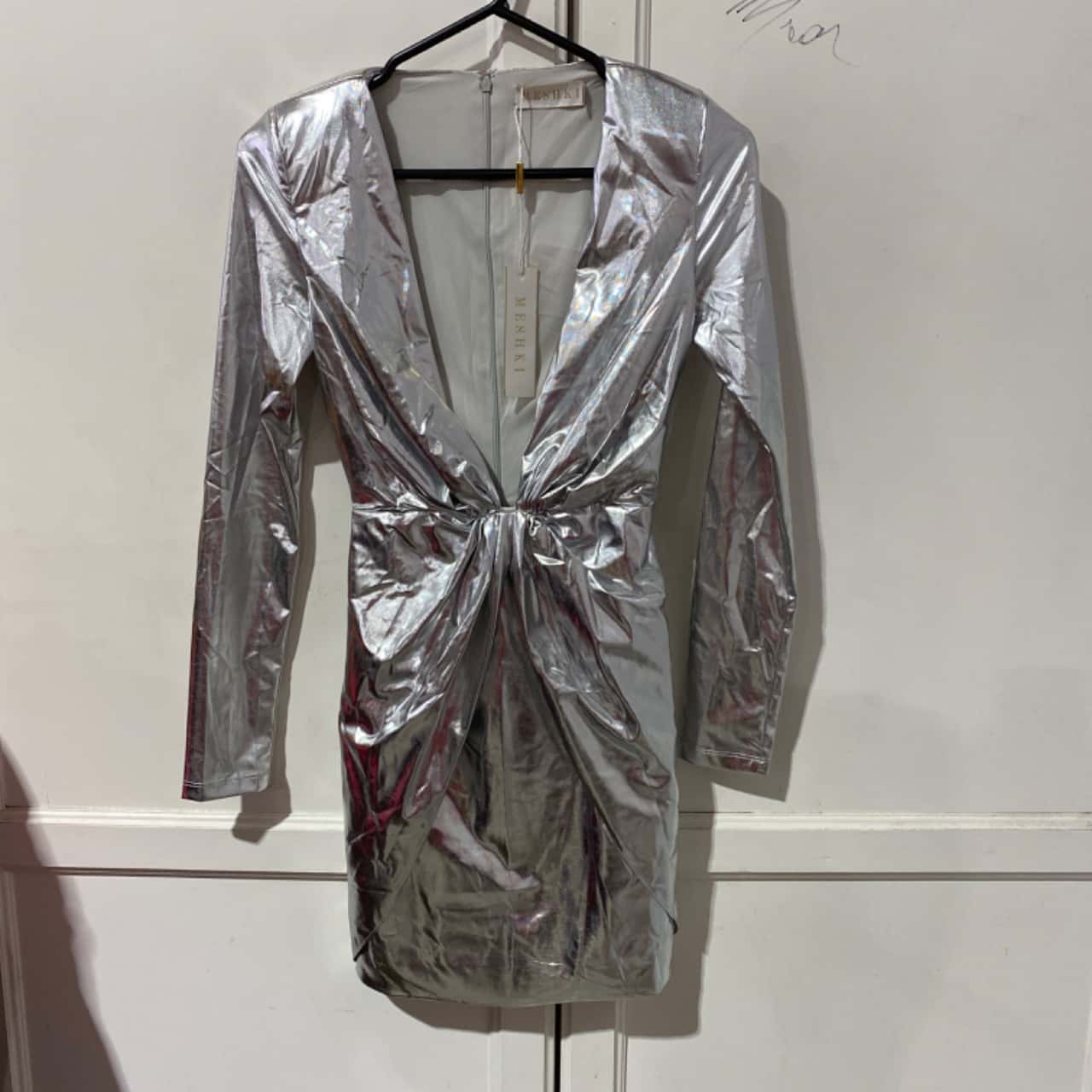 Meshki Womens Size XXS Mini Dress Silver (s)