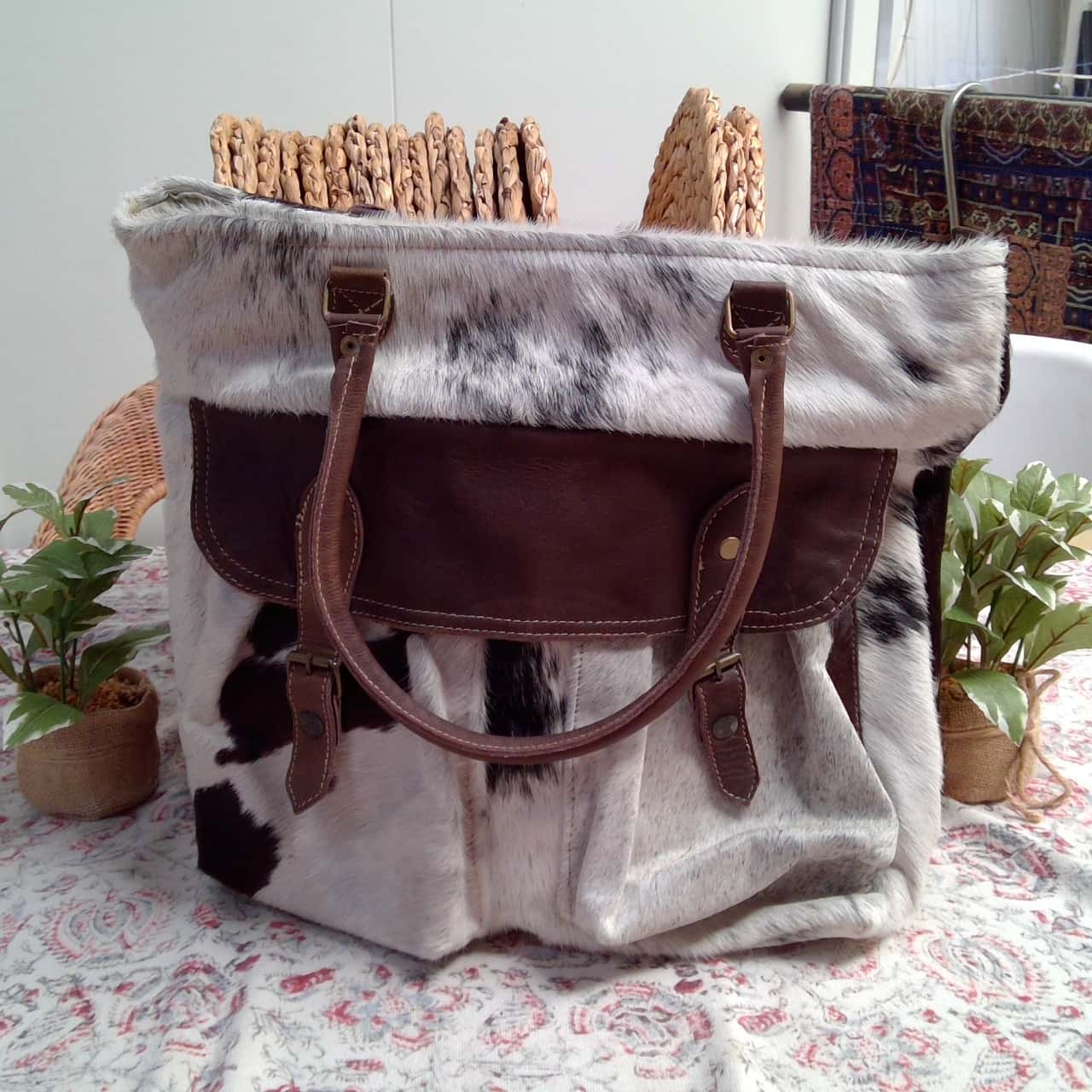 Cow Hide Leather Women's Large Handbag Animal print (s)
