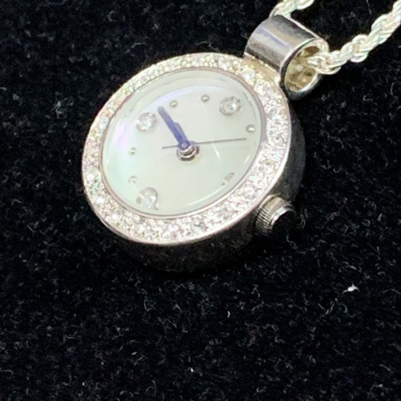 Womens Necklaces Silver 50cm Stamped 925 With Clock Pendant