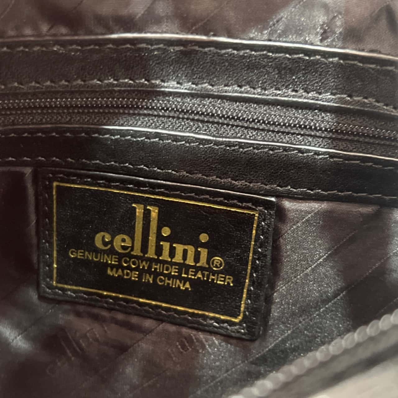 Cellini Womens Cow hide leather Black Handbag