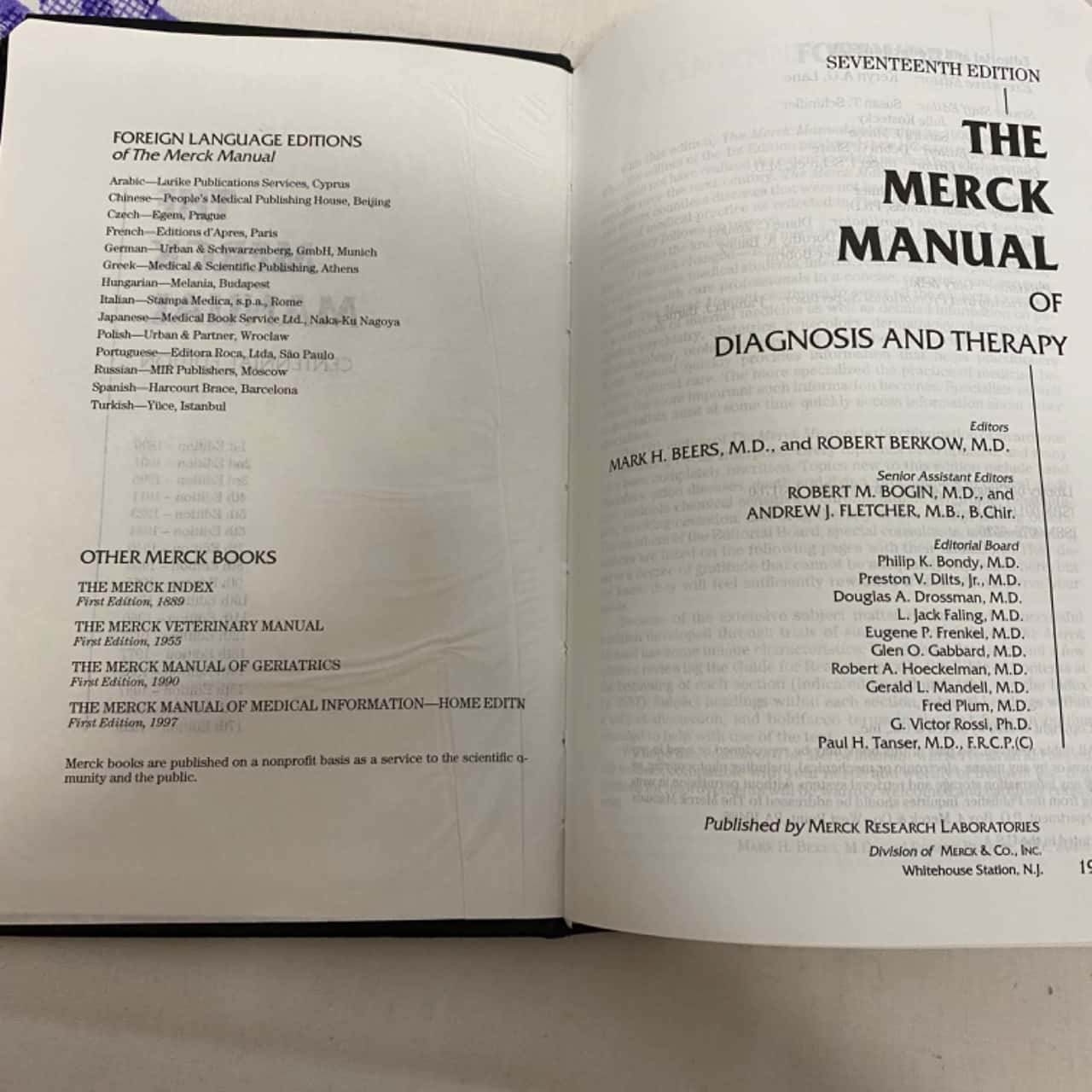 The Merck Manual Seventeenth Edition (Centennial Edition)