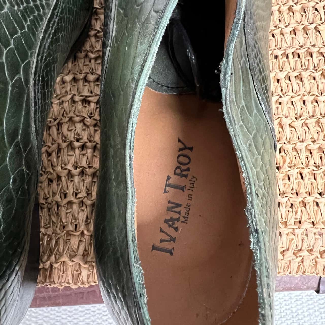 Ivan Troy George green crocodile print Italian leather shoes(s)