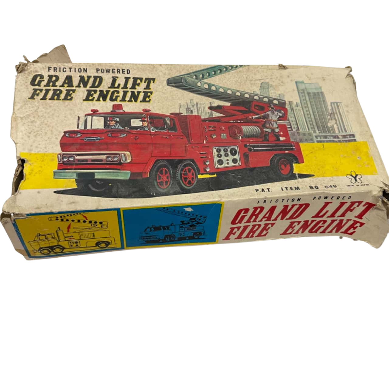 Vintage Friction Powered Grand Lift Fire Engine Made in Japan From Tin(s)