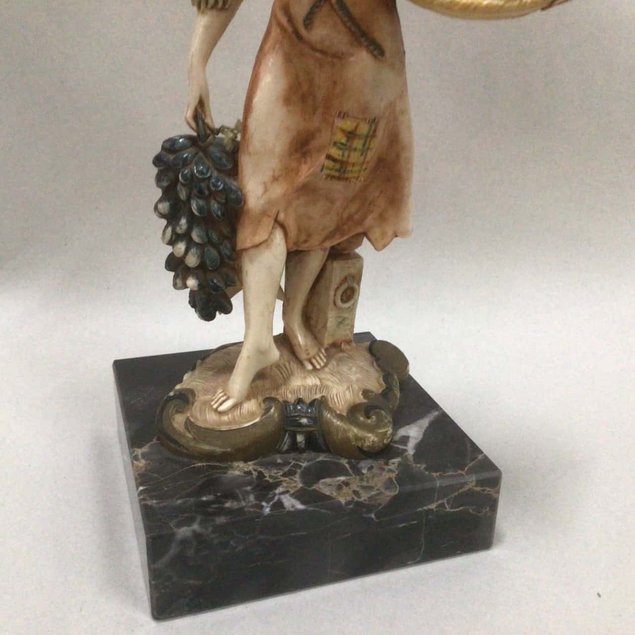 Vintage Simonetti Hand Painted Fontanini Girl with Fruit Figurine on ...