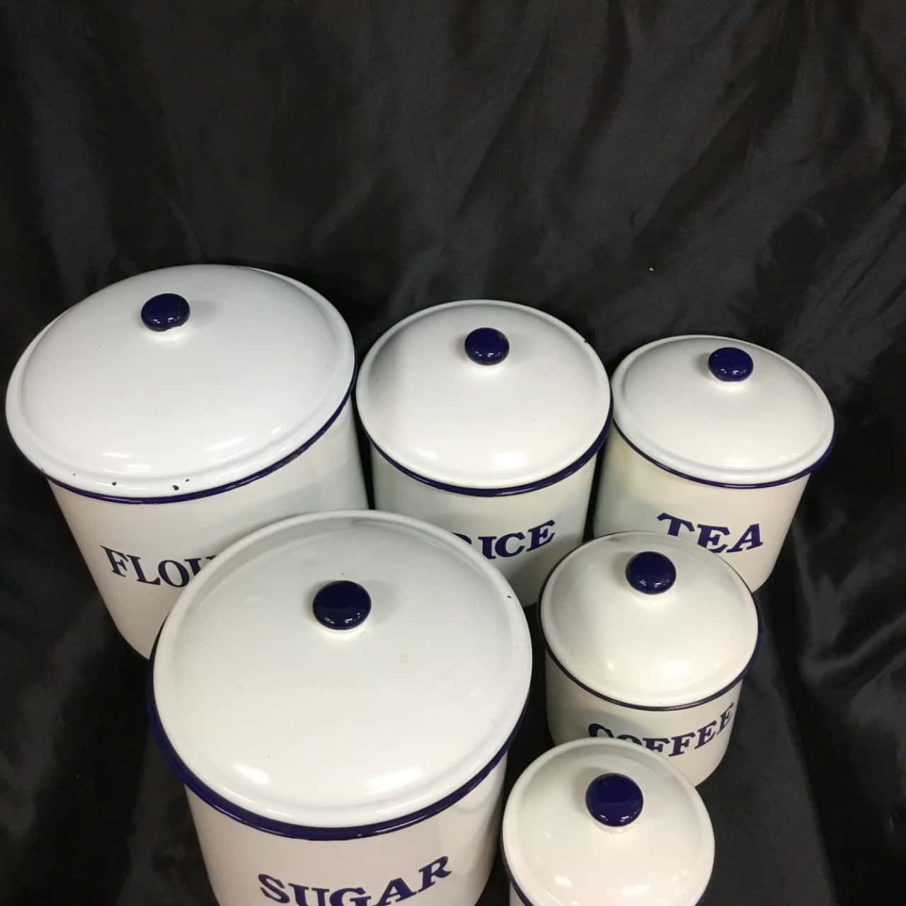 Antique Set of Enamel Canisters (s)