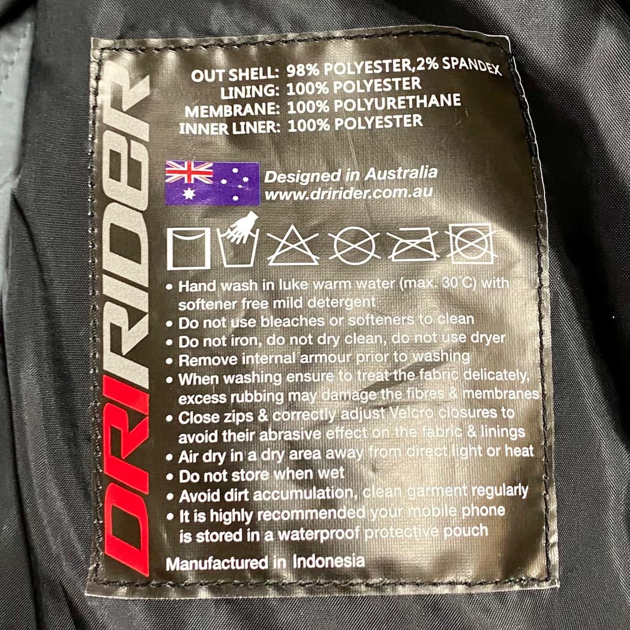 Dri Rider Kids Size 10 Sportswear Black (s)