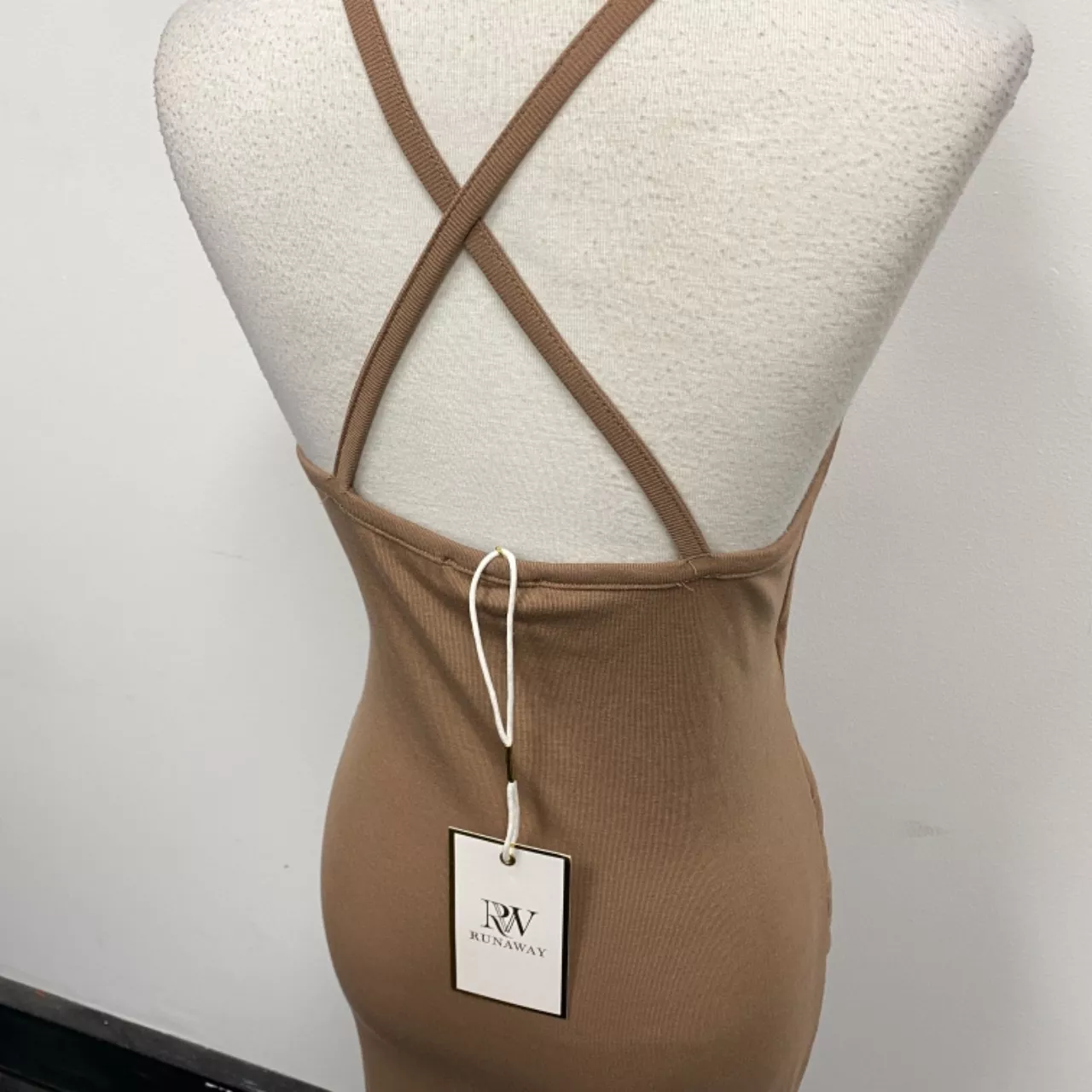 RUNAWAY THE LABEL Womens Sash Midi Dress in MOCHA - Size M - *BRAND NEW ...