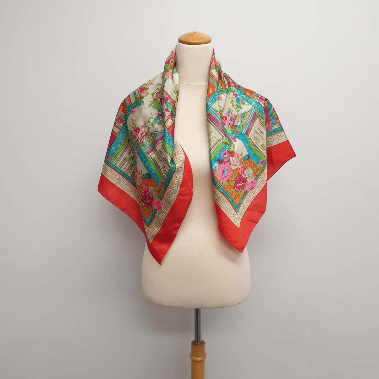 Finito Made In Italy Soft & Feminine Gorgeous Red Border & Floral Scarf ...