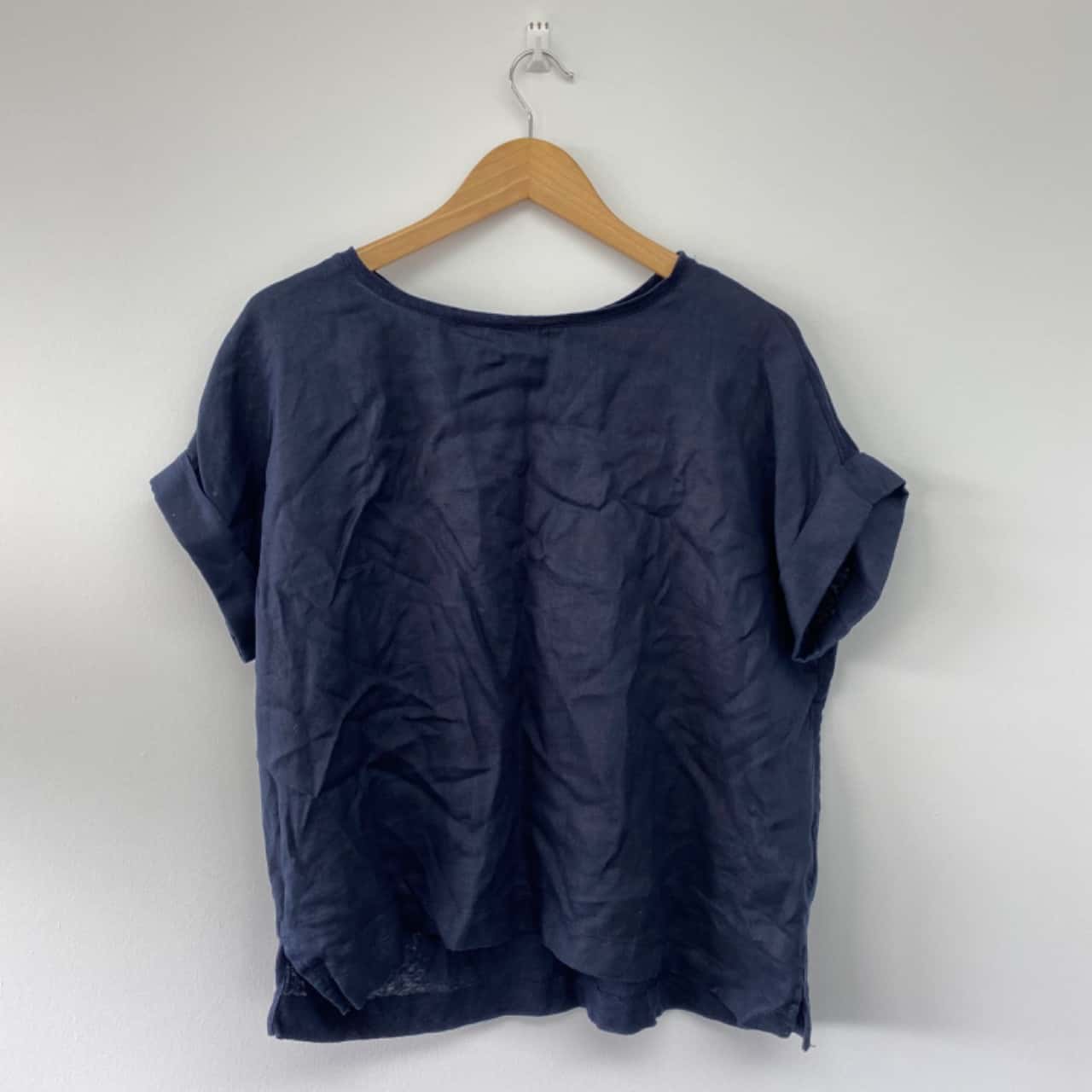 NWOT Blue Illusion French Linen Top Navy Size 12 / L (s)