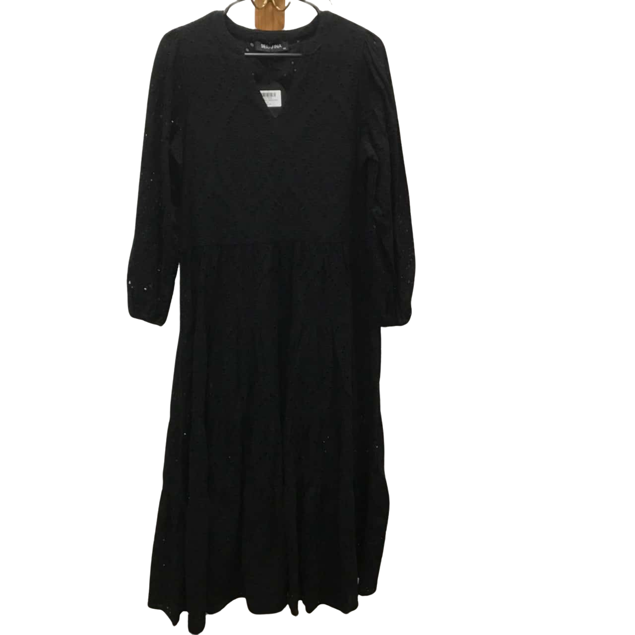 BNWT Serafina Black Broidery Maxi Dress Size XS