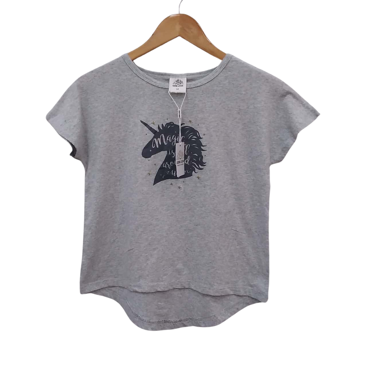 NWT GEM LOOK Girls 14yrs Grey Magic Printed Tee (13, 171)(s)