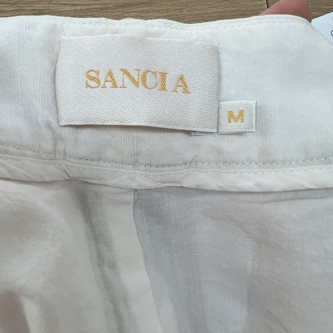 SANCIA LINEN Ladies High Waisted Pants Size M Brown / Cream / Khaki (s)