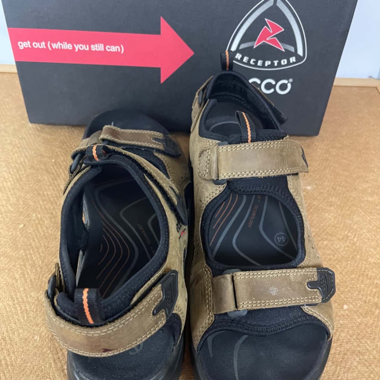 Ecco Receptor Andes Sandal Mens US Size 10 / 10.5 Black / Brown (s)
