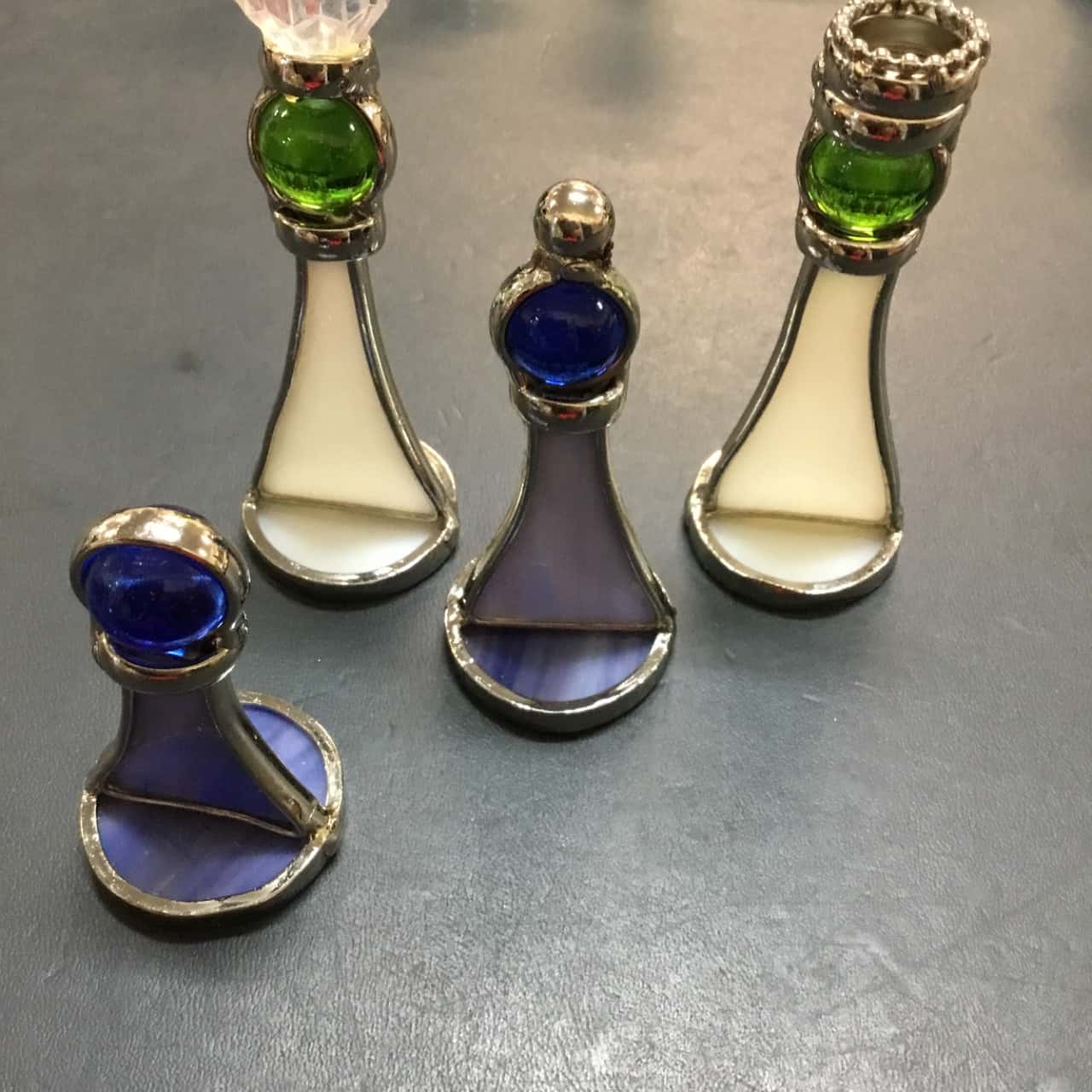 *Rare* Vintage Royal Stained Glass & Metal Chess Set(s)
