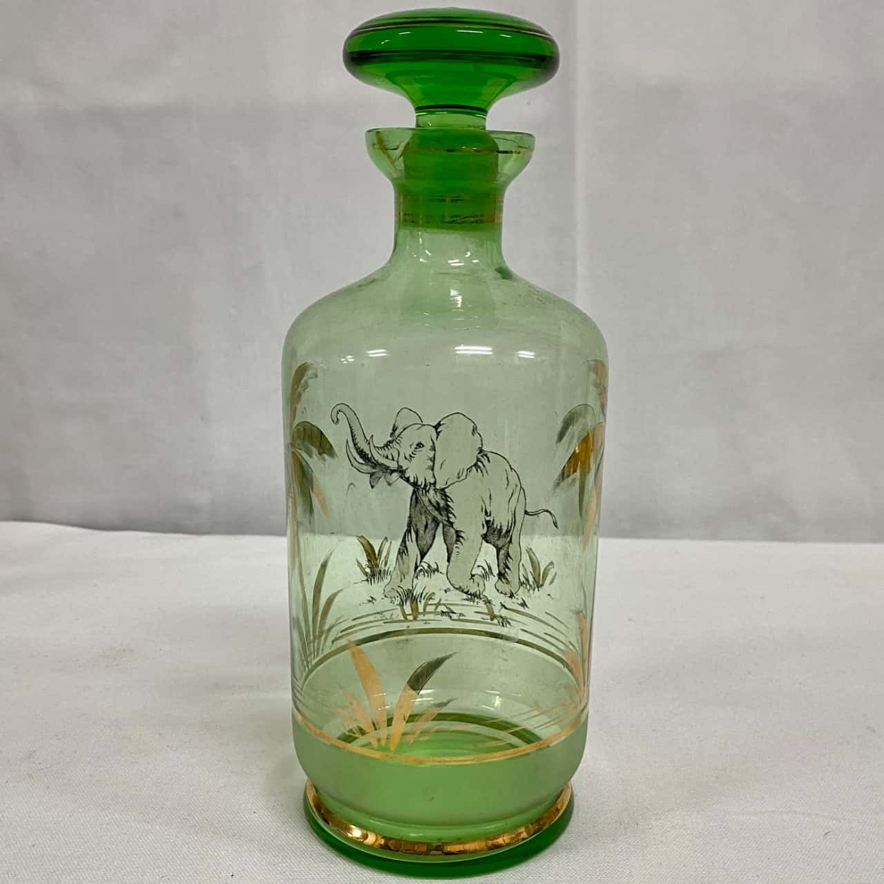 Elephant Green Glass Decanter with Stopper (s)