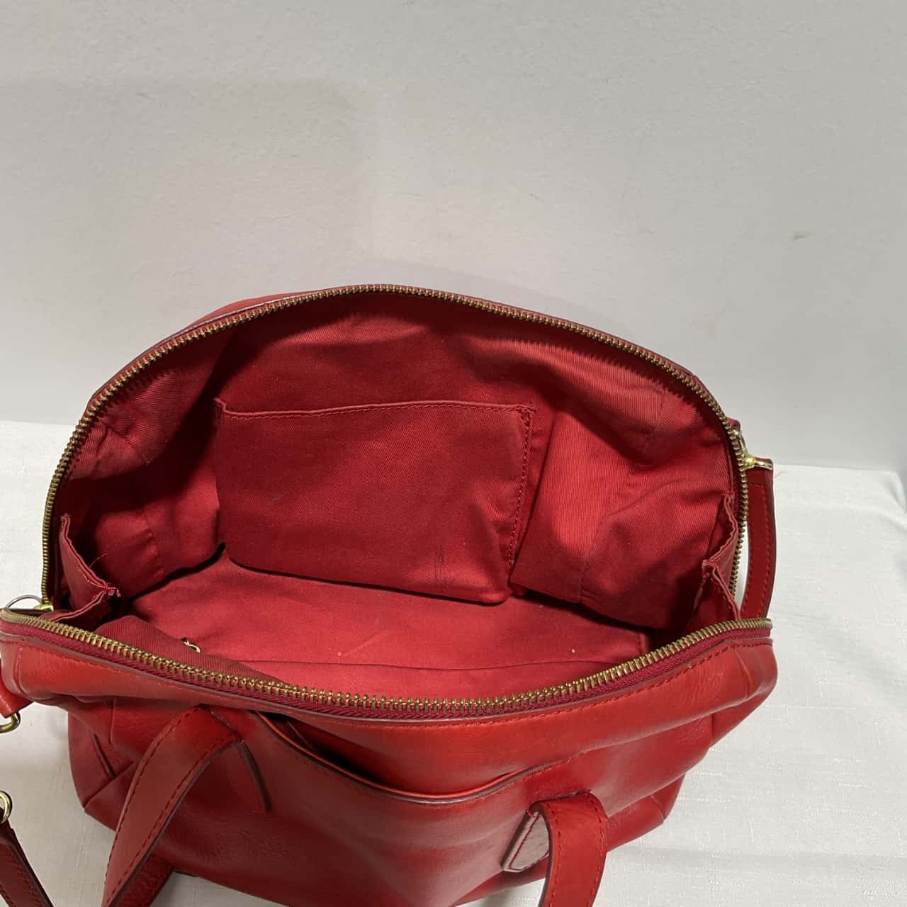 Fossil Red Cow Leather Cross-Body Bag(s) - Used Fair | Salvos Stores