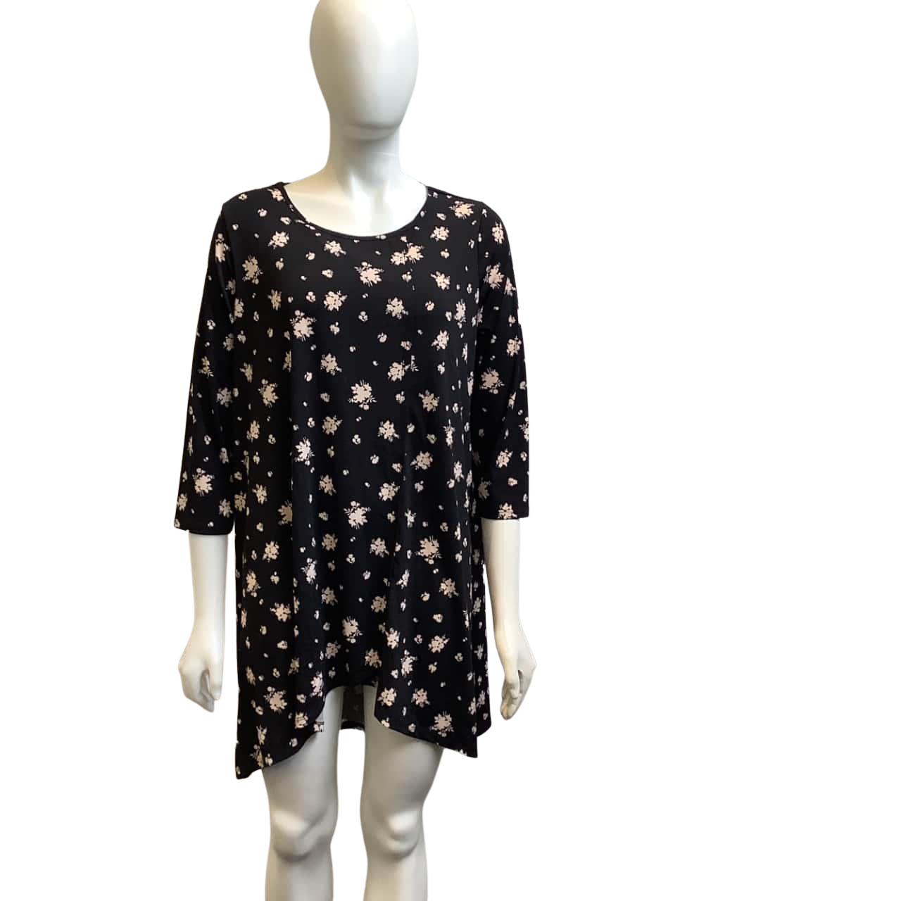 Brand New Sara Womens Size XXL Angled Hem Tunic Top Black / Cream(s)