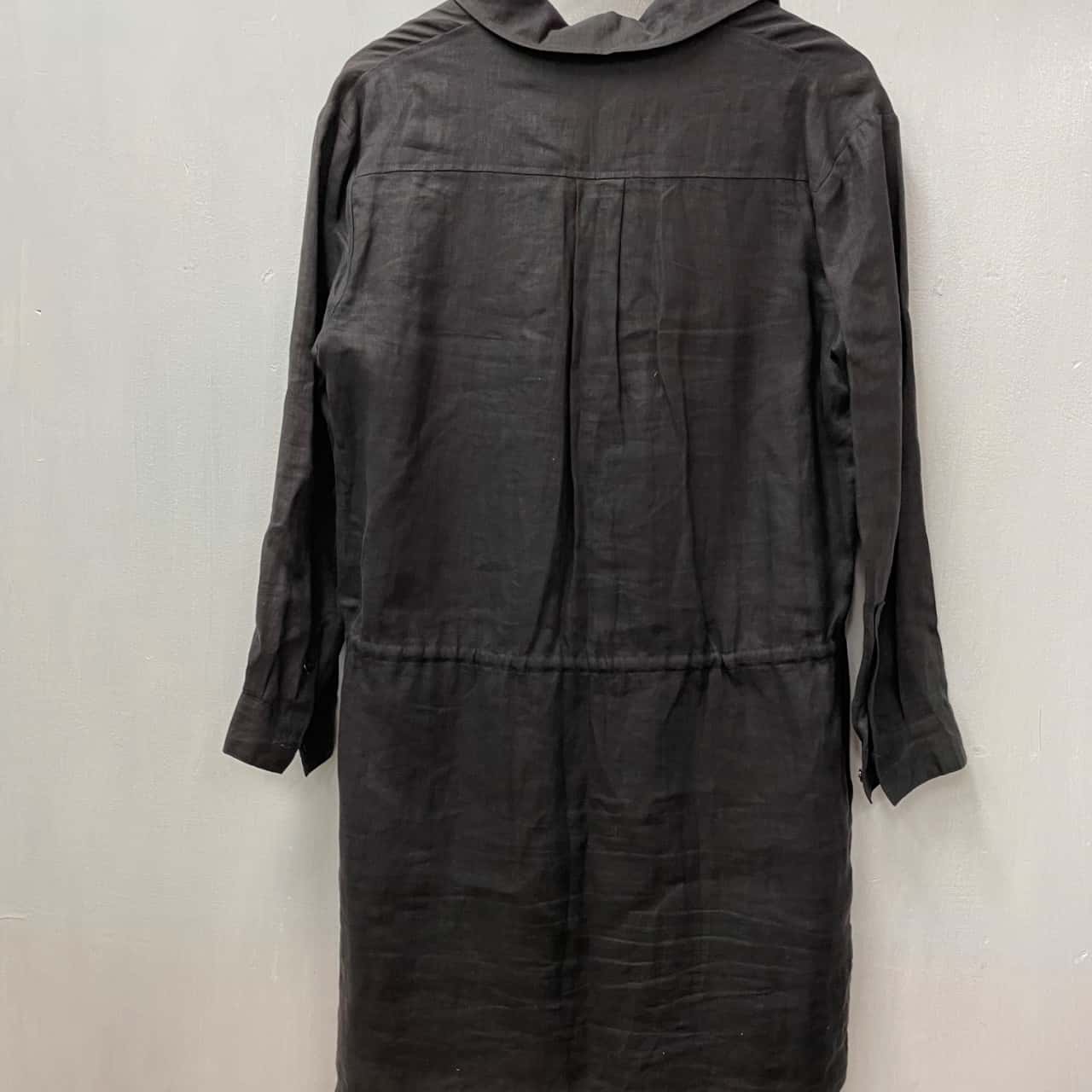 Ridley Women's Size M Linen Shirt Dress Black
