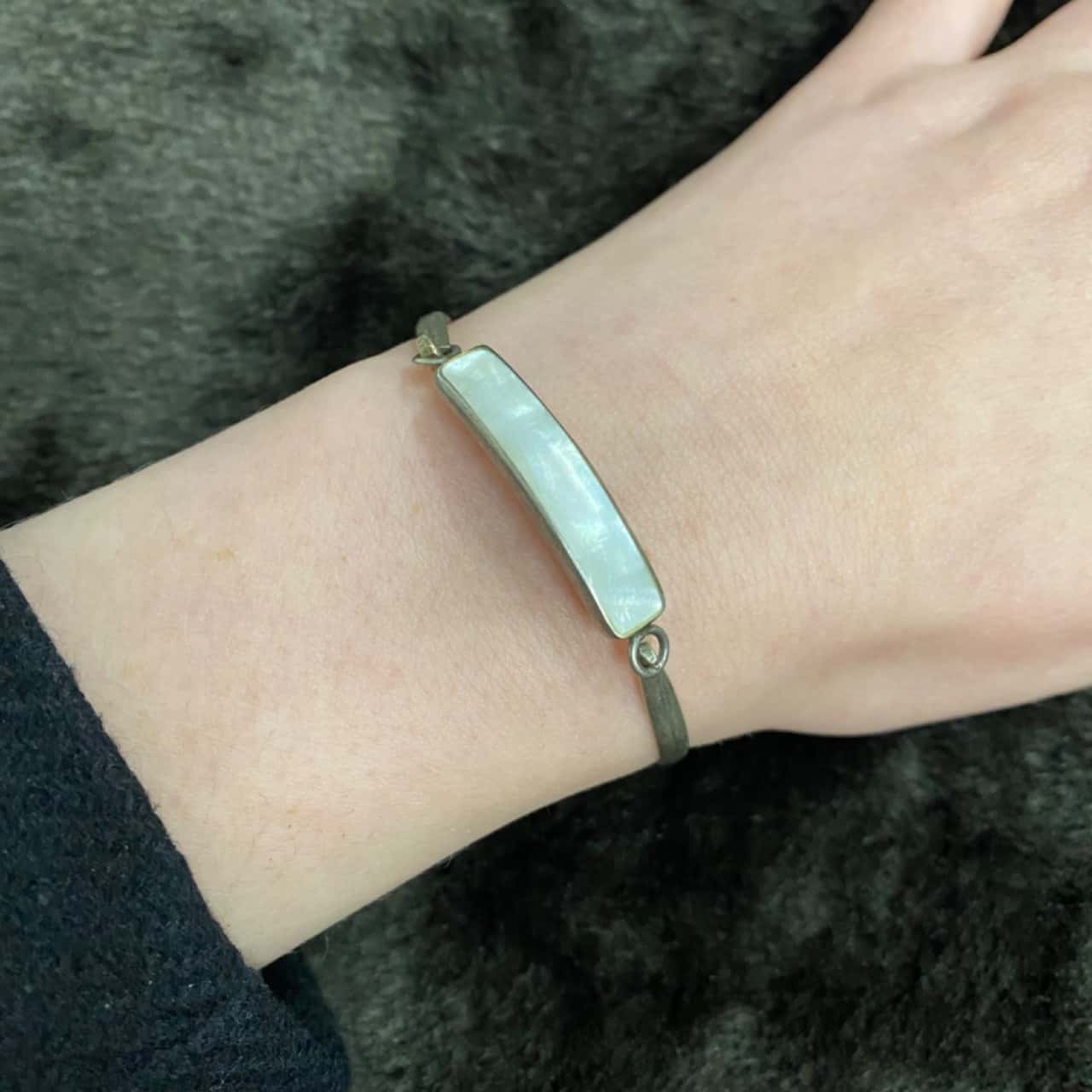 Womens 925 Silver Bracelet with Polished Shell Inlay(s)