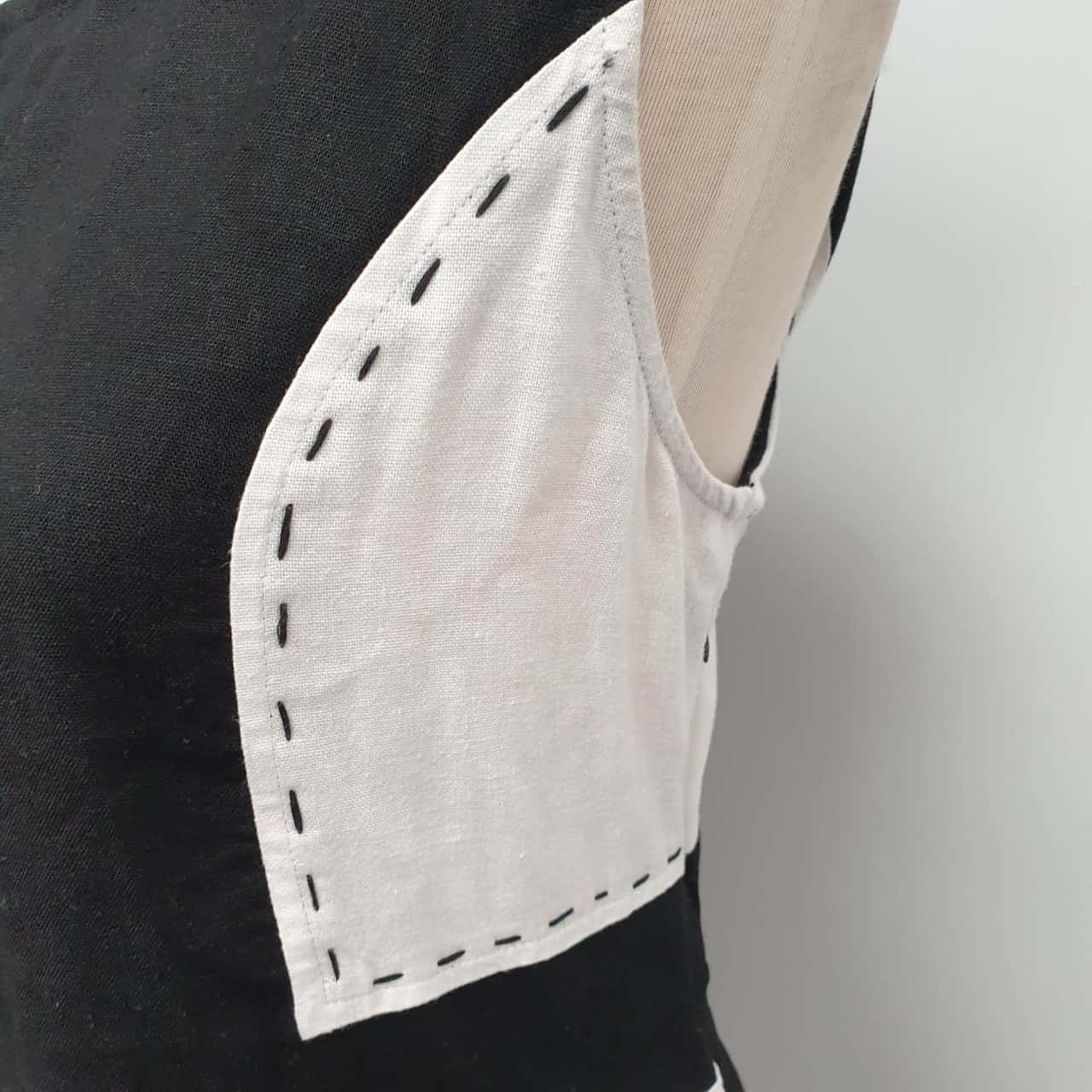 David & Jesse Classy & Elegant Black & White Patch Section Shift Dress ...