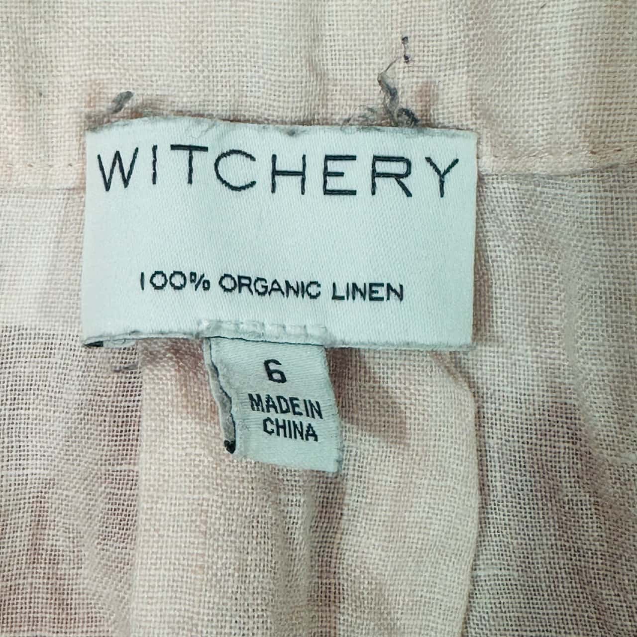 WITCHERY Size 6 Sleeveless Linen Top Pink