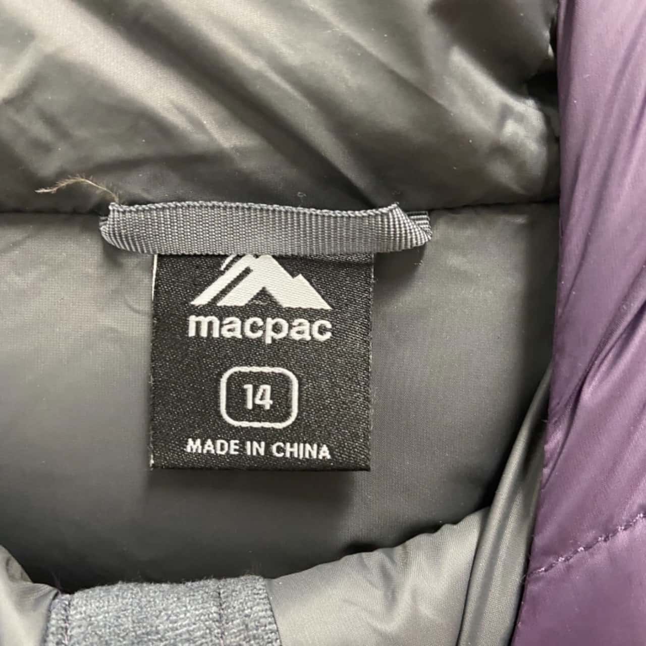 Macpac Womens Size 14 Down Puffer Jacket Purple (s)