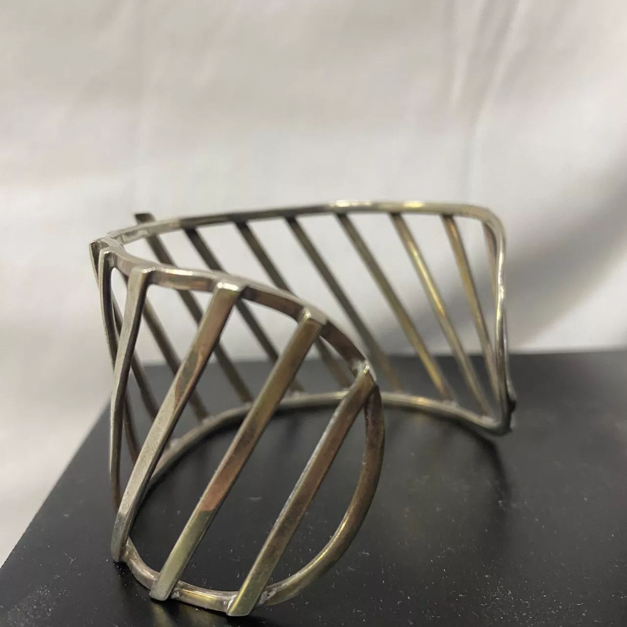 Vintage Modernist Diagonal Openwork Sterling Silver Cuff - Used Good ...
