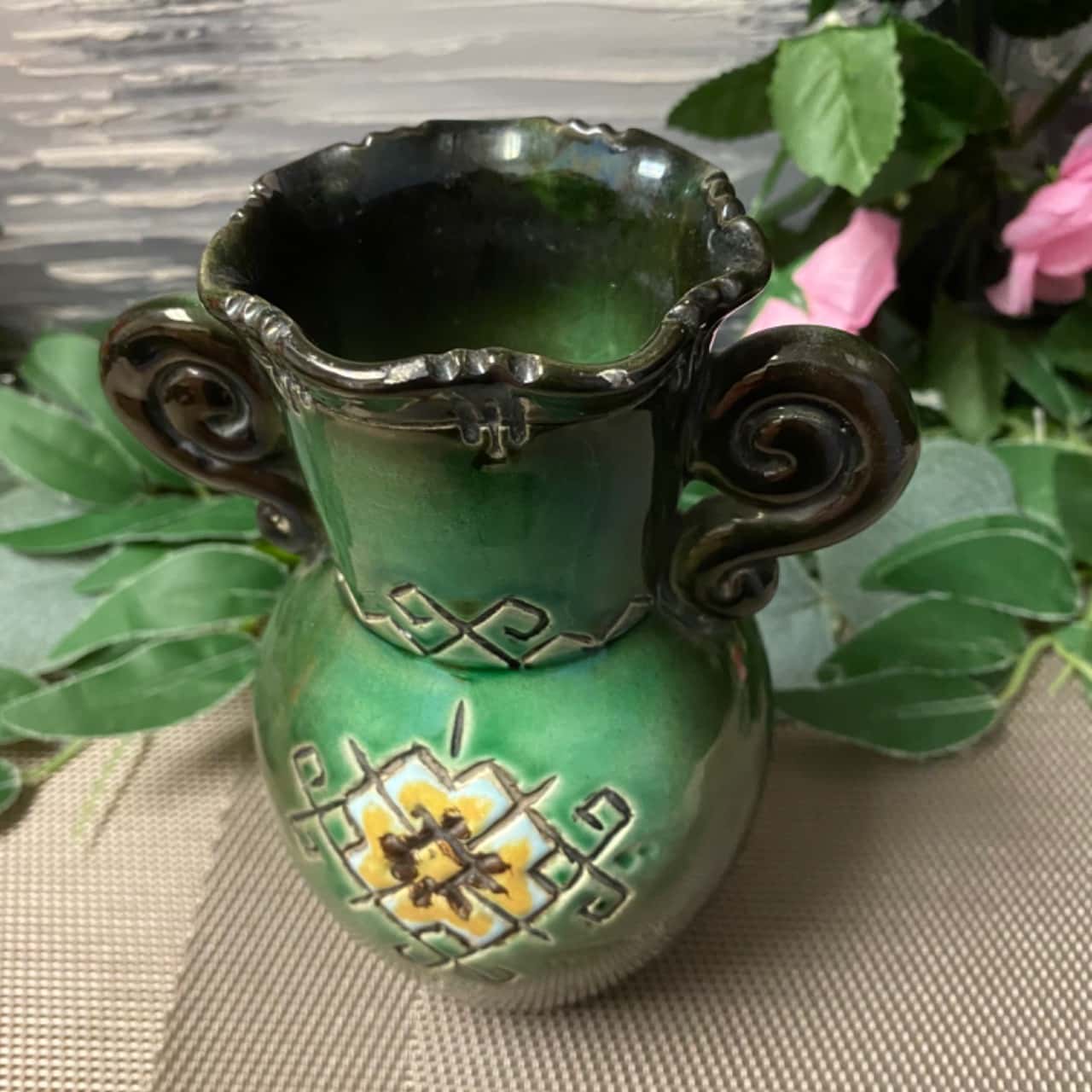 Ceramic green vase