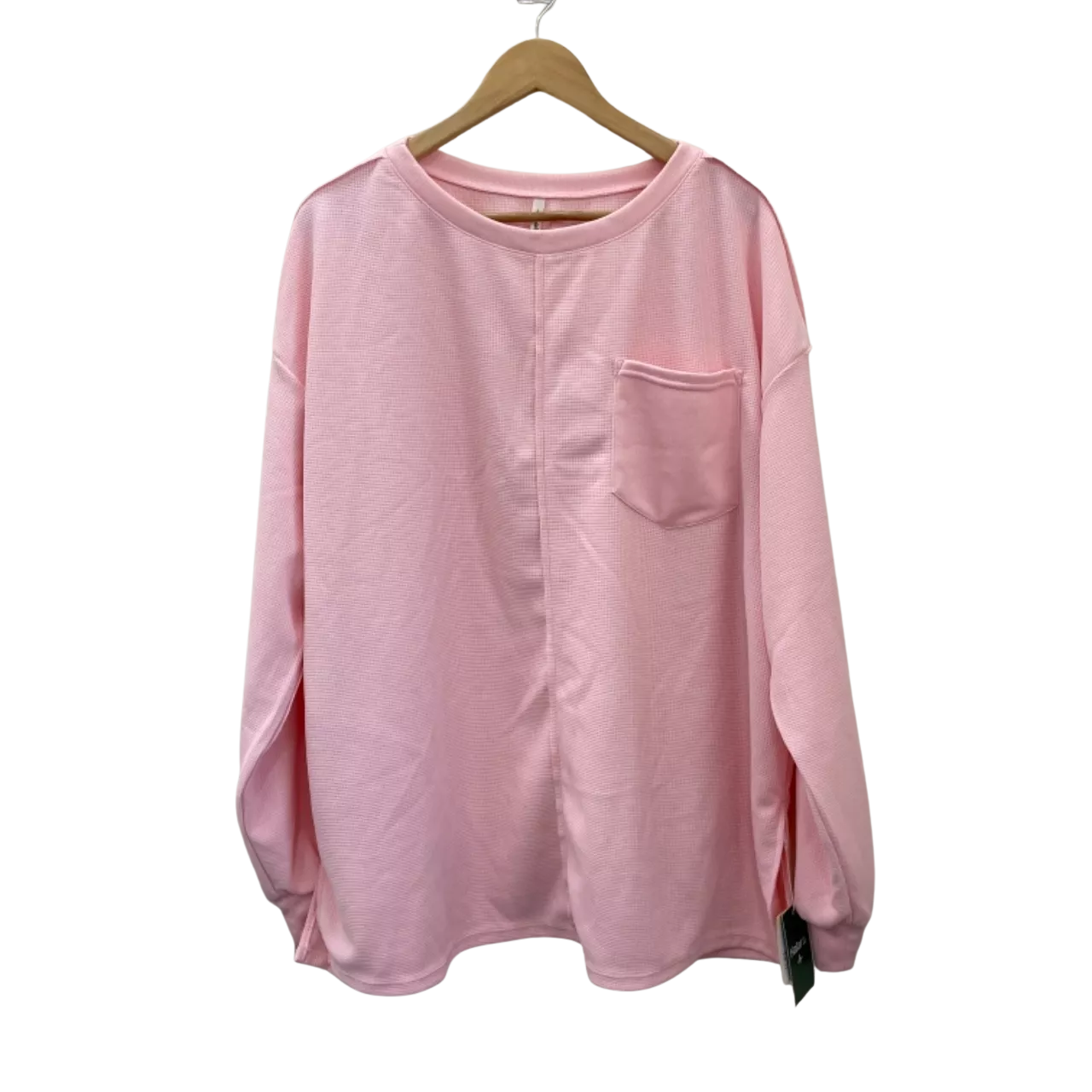 Halara Womens Size XL Long Sleeve Top Pink Split Hem Waffle(s)