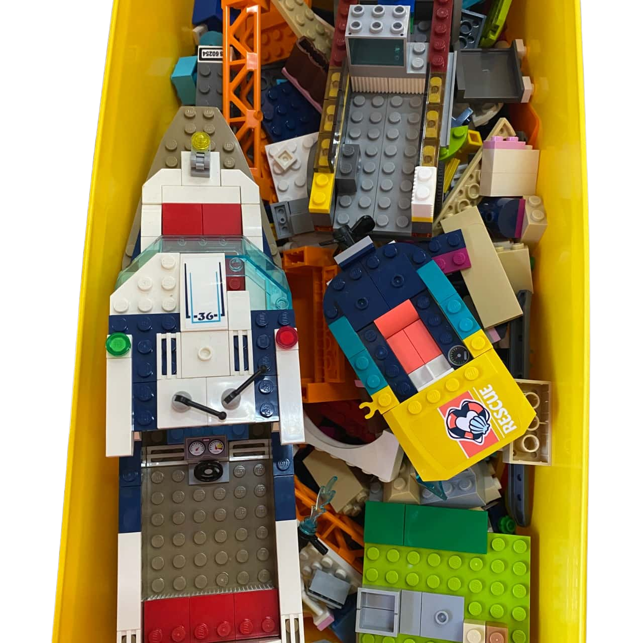 Yellow Lego storage container of Lego.(s)