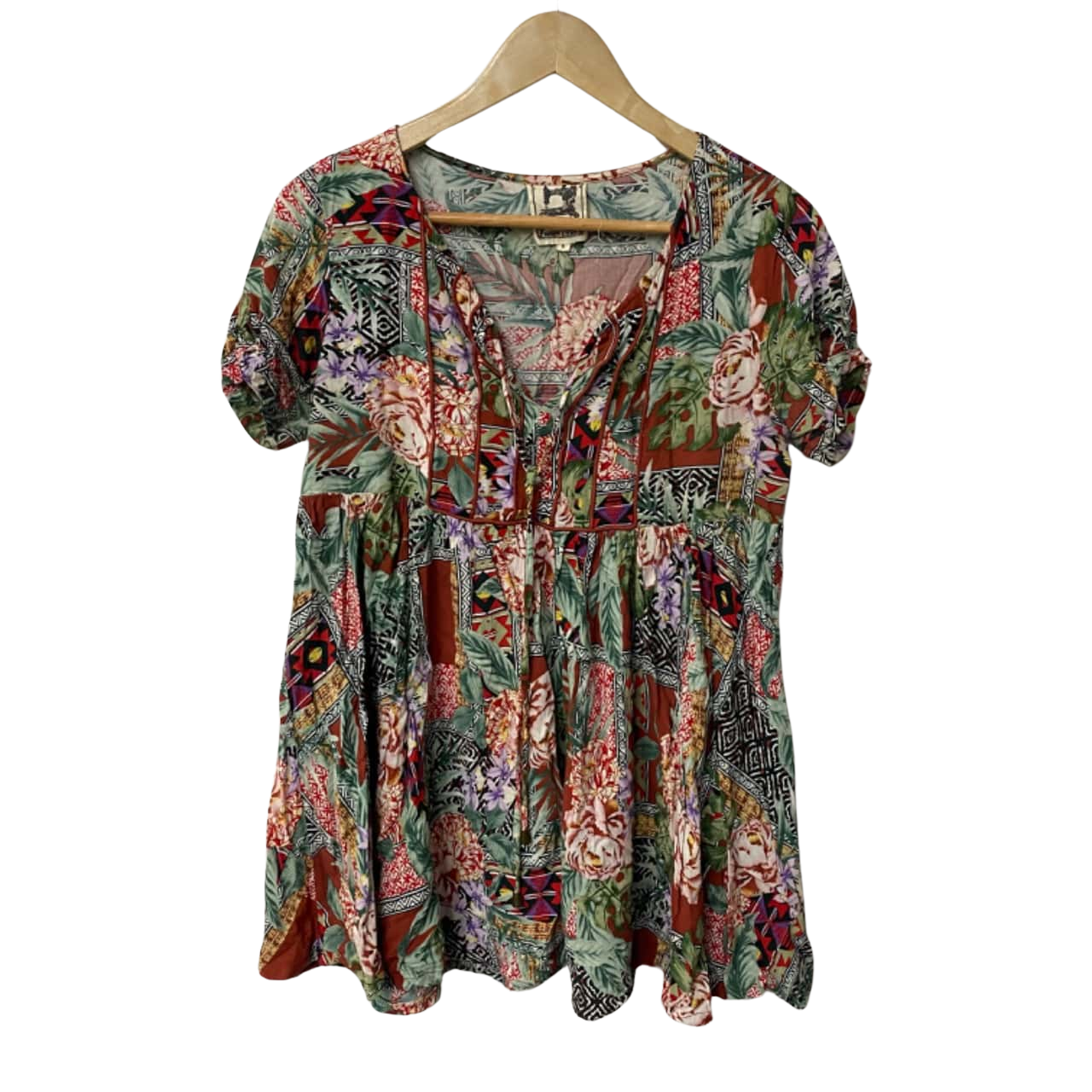 Jaase Womens Size S Short Sleeve Dress Multicoloured / Pattern (s)