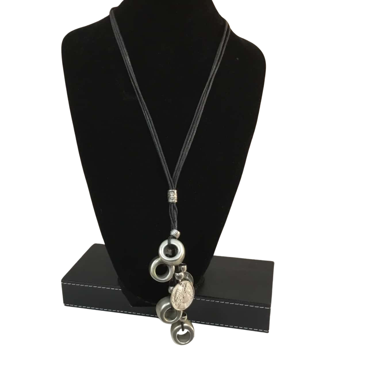 Silver Tone Caesar Circle Necklace