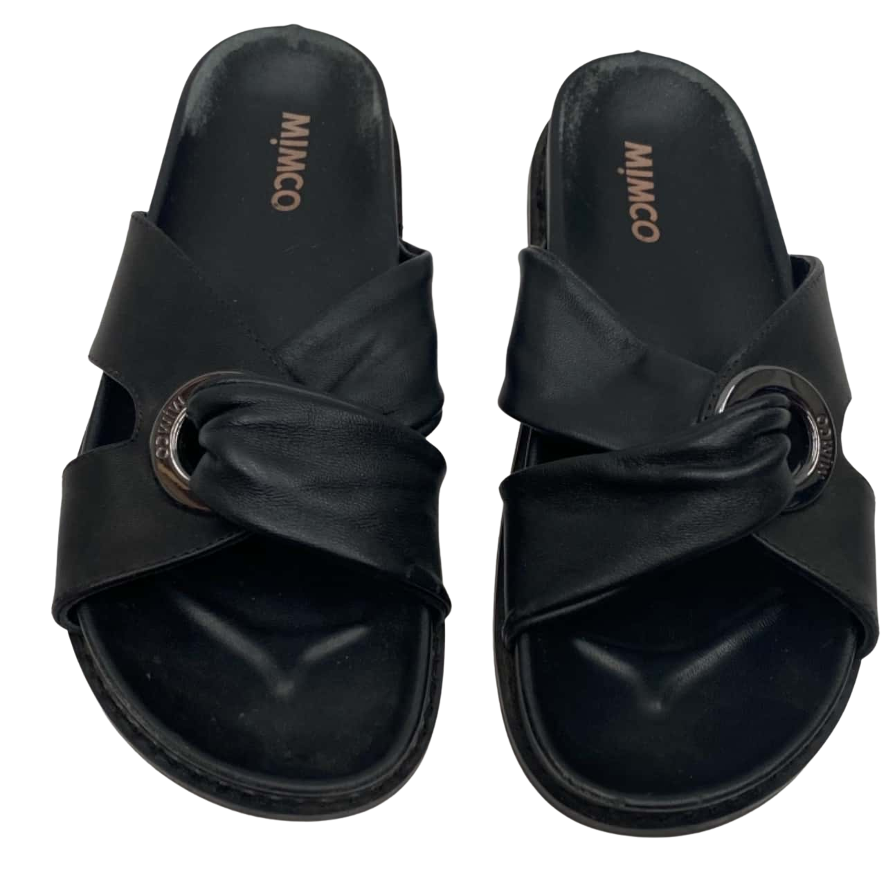 Womens MIMCO Size 37 Leather Black Slip On Slides(s)