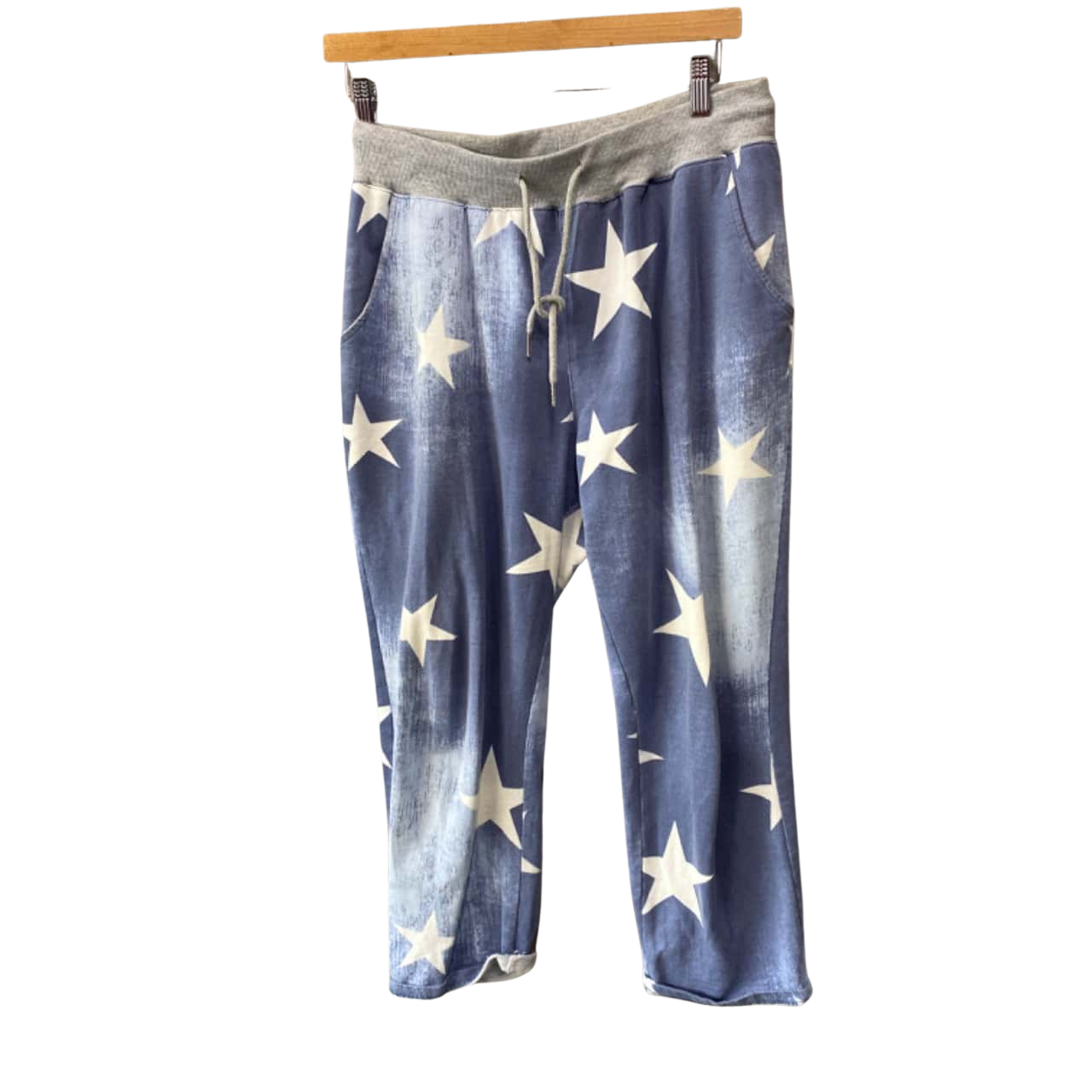 Bottega Moda Womens Size 12 Track Pants Blue / Pattern / White (s)