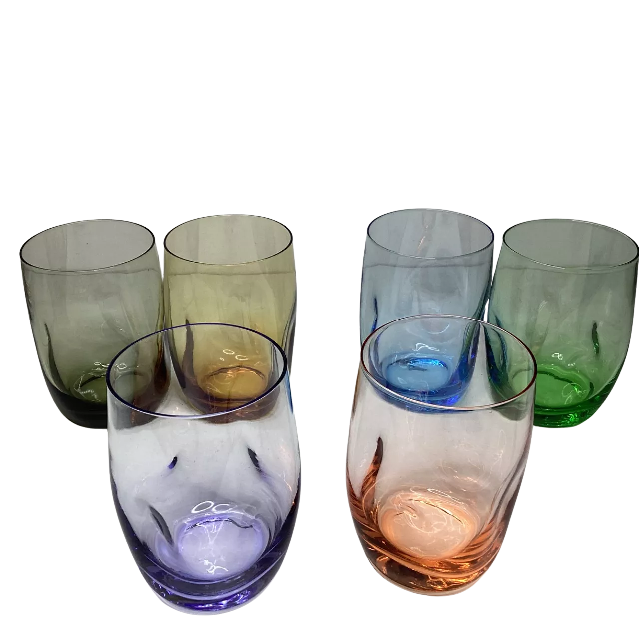 Vintage Retro Dimple coloured set of 6 glasses(s)