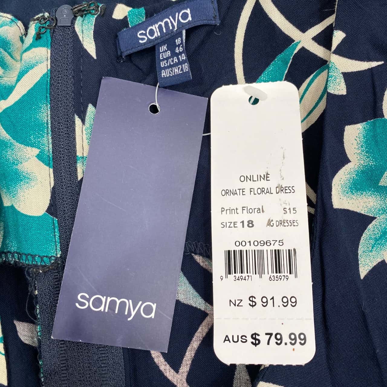 Samya Womens Sleeveless Midi Dress Size 18 Floral / Navy Blue