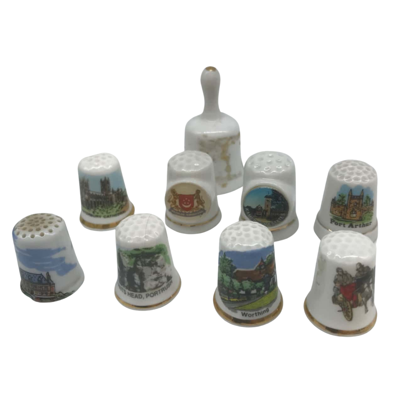 10 Asstd Souvenir Thimbles / Bell Ceramic 1595533