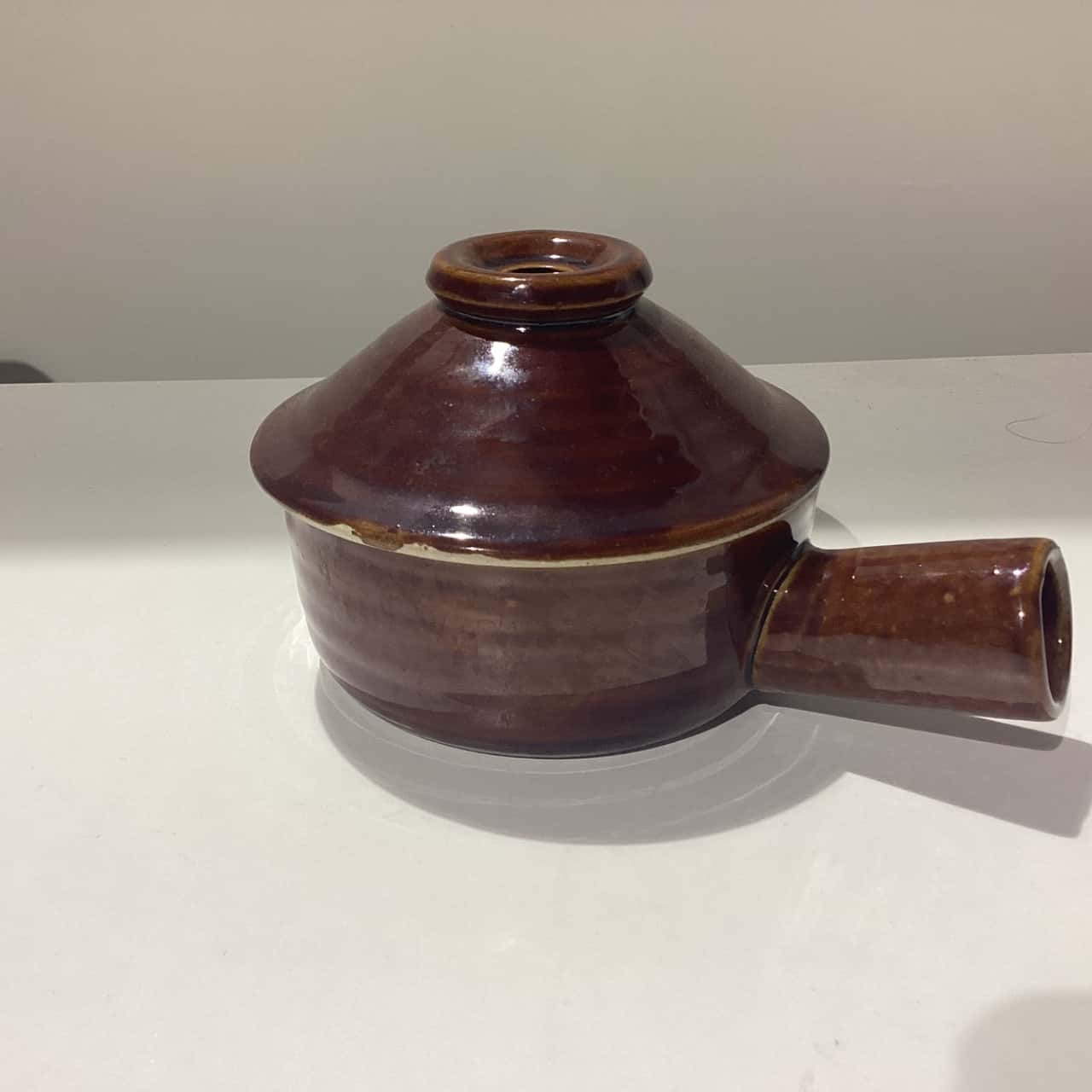 Vintage Primitive Pottery Stoneware Steamer Pot with Lid and Handle(s)