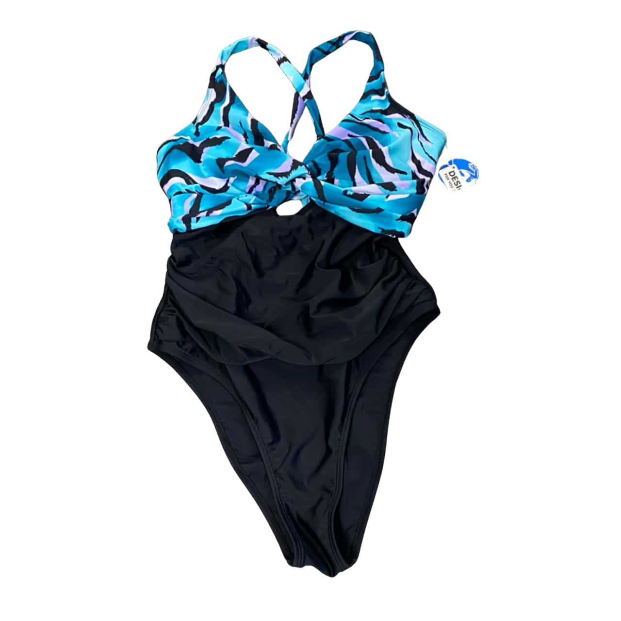 Cupshe Womens Size M One Piece Swimsuit Black/Blue/Purple NEW With Tags(s)