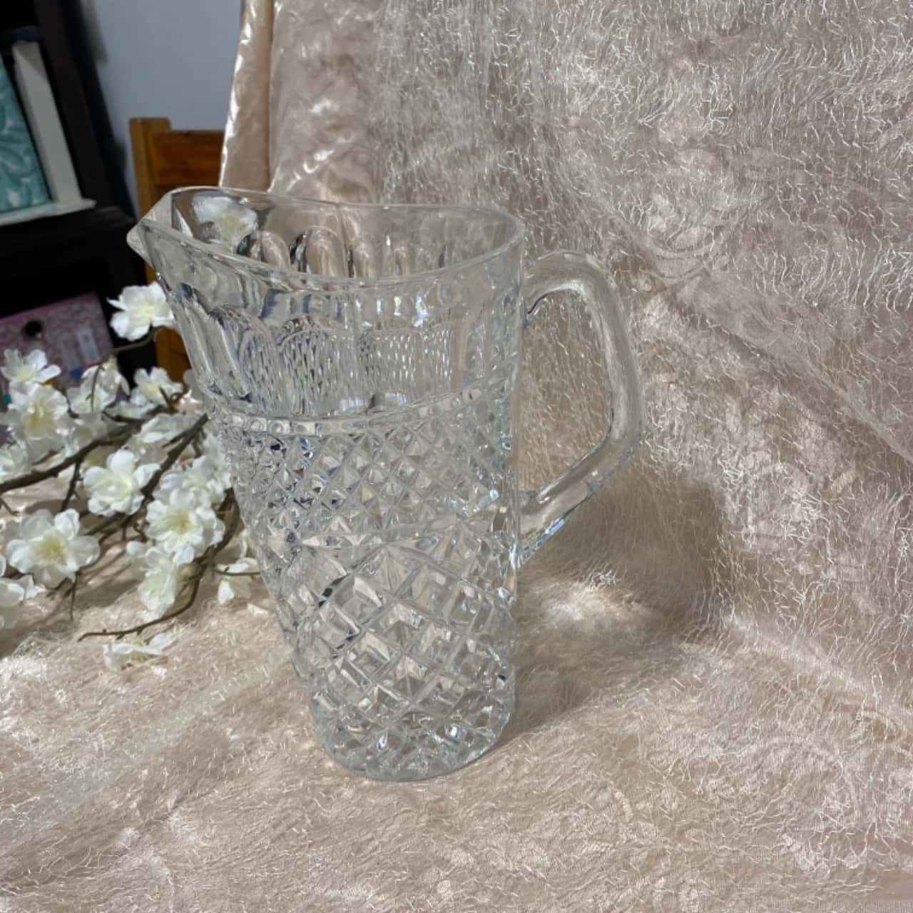 Vintage Wexford Heavy Diamond Cut Pitcher 25cm