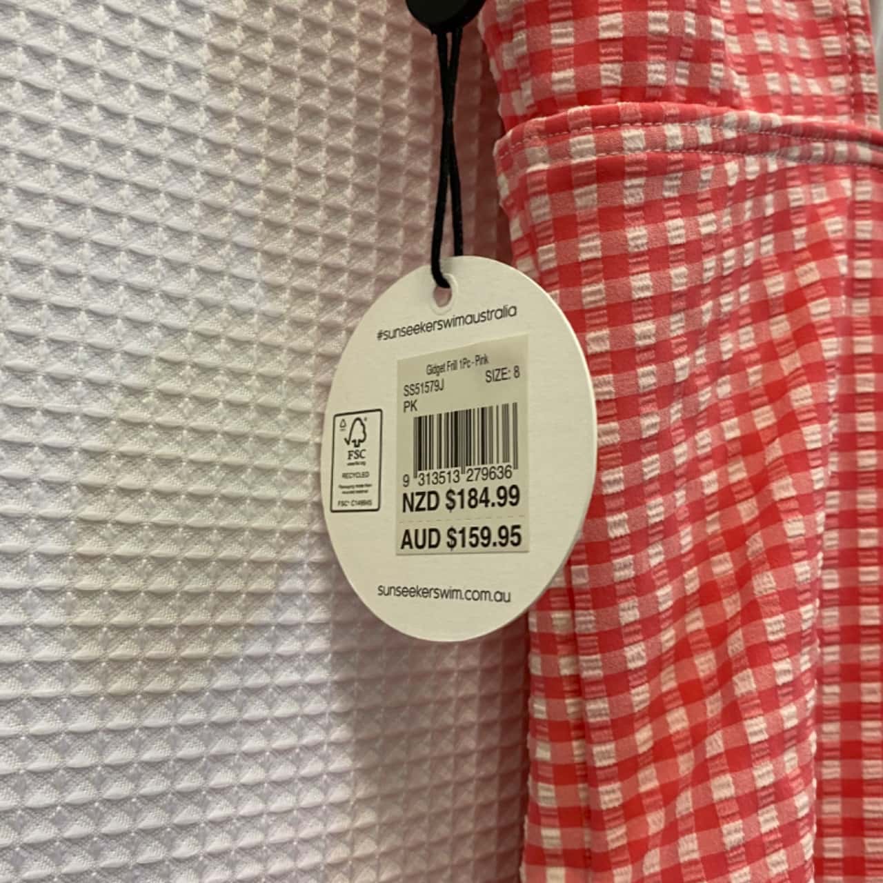 Sunseeker Womens Size 8 Checked Pink White S