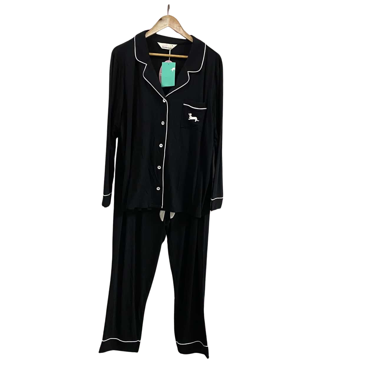 Peter Alexander Womens Size XL Long Sleeve Pyjama Set Black/White(s)