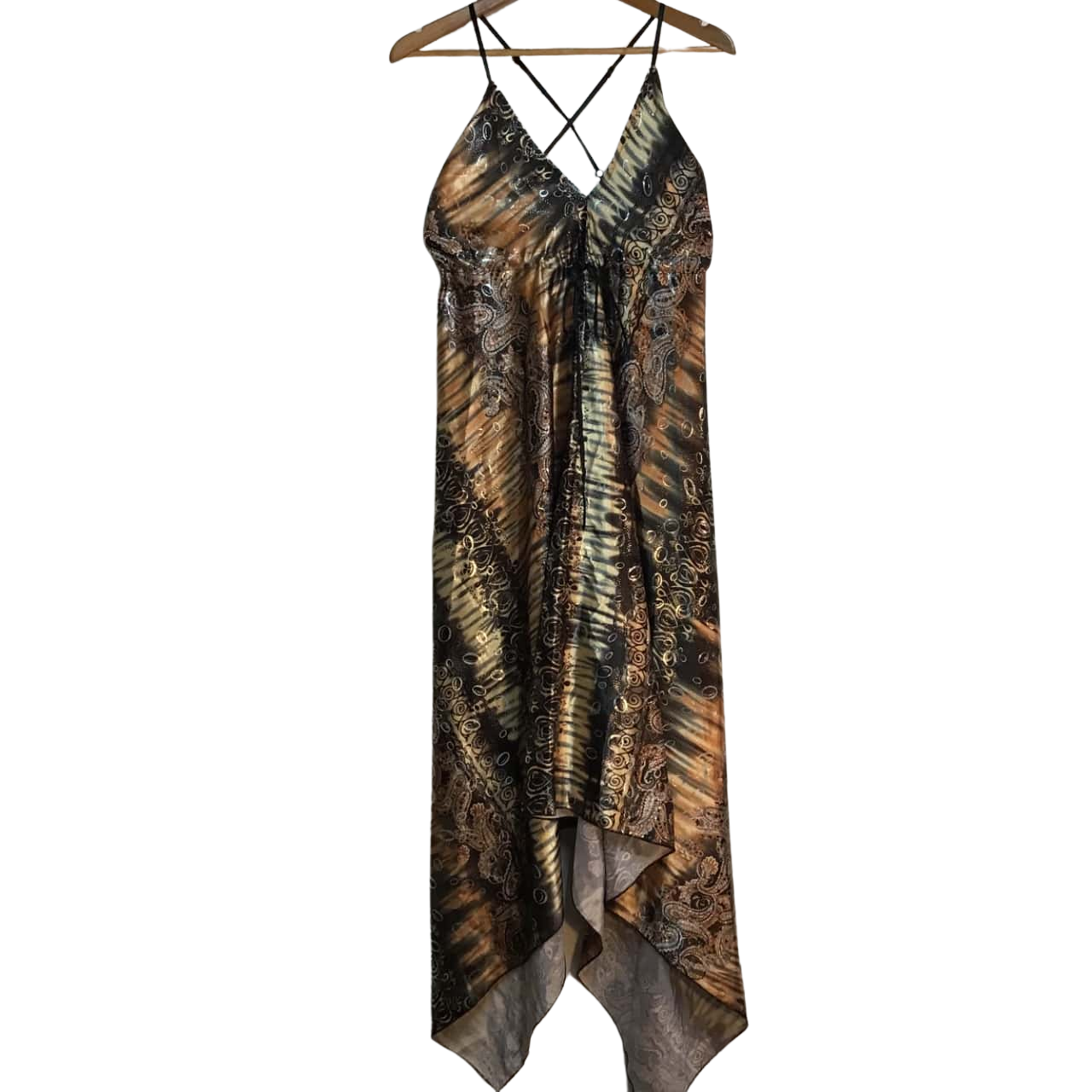 Mooloola Womens Size S Shoestring Strap Brown / Multicoloured Dress(s)