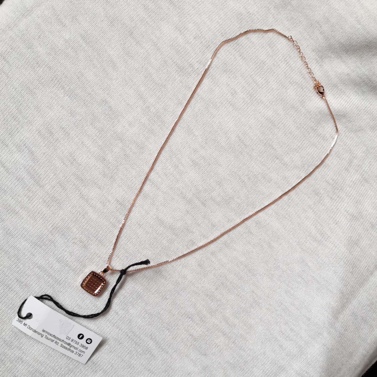 Women's Necklaces Rose Gold Style With Square Embossed Faux Diamonds