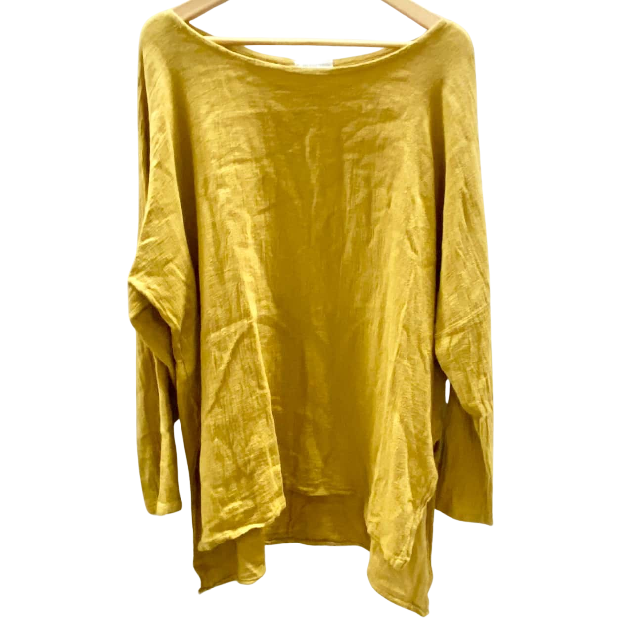 Imagine Made in Italy LINEN / COTTON Size XL Long Sleeve Mustard Top (s)