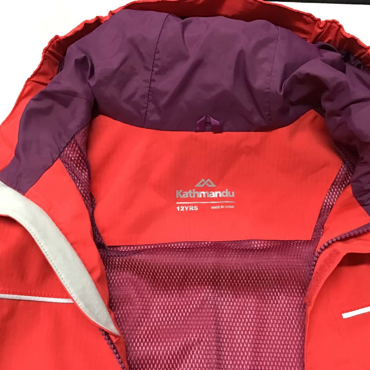 Kathmandu Kids Size 12 Red / Purple Zip Hooded Jacket